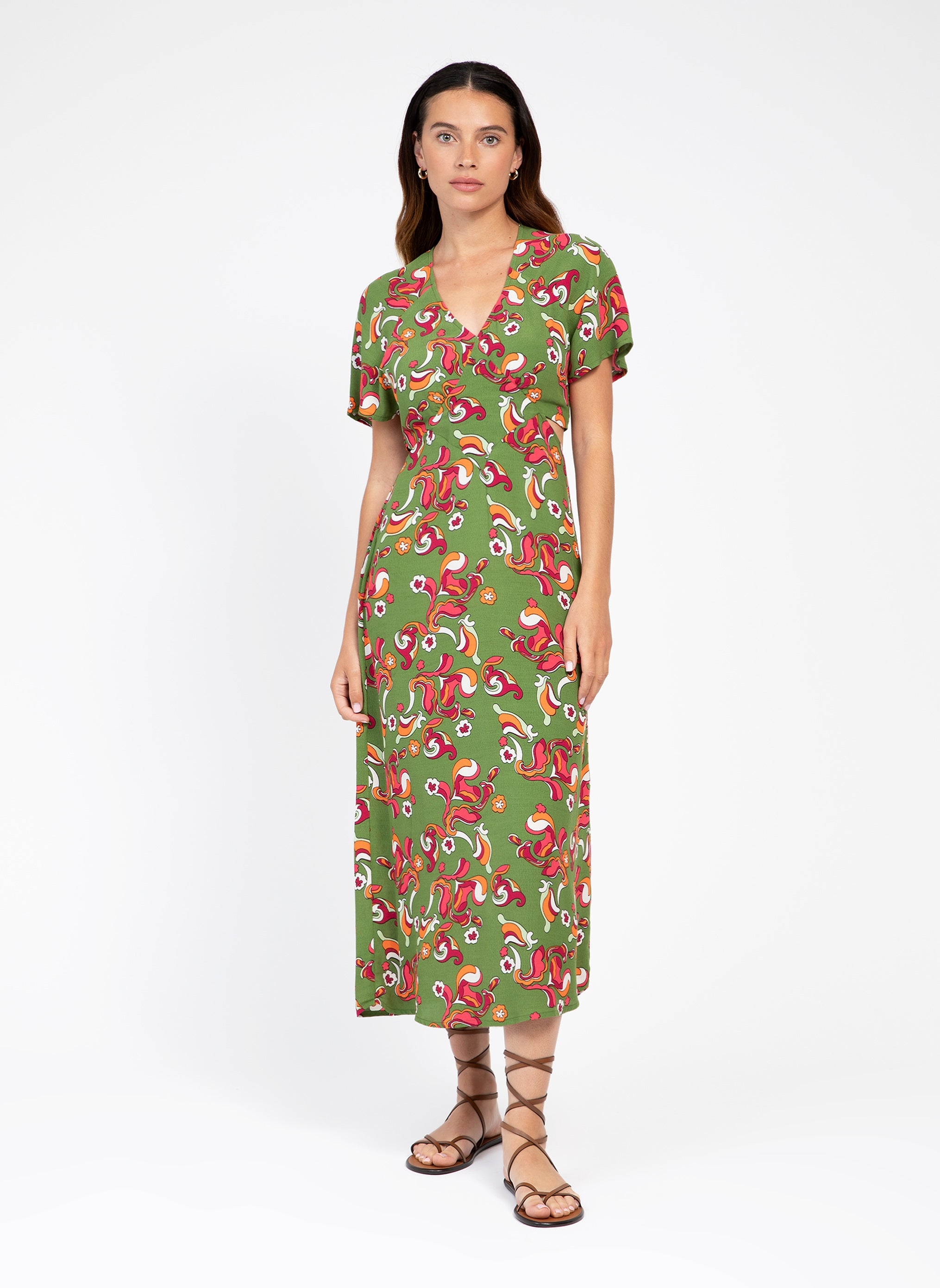 ROBE MIDI MYKE bijou vert